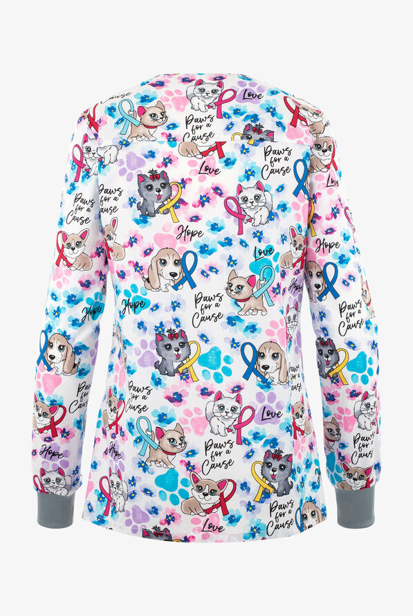 Cherokee Genuine Paws For a Cause Print Scrub Jacket, Animal Scrubs