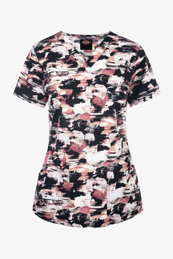 Dickies Extreme Camo Women's 4-Pocket STRETCH V-Neck Print Scrub Top ...