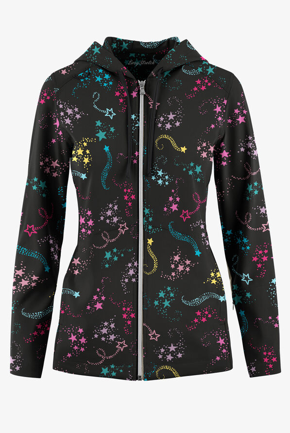 Easy STRETCH Shooting Star Onyx Black Printed Women's 5-Pocket Zip ...