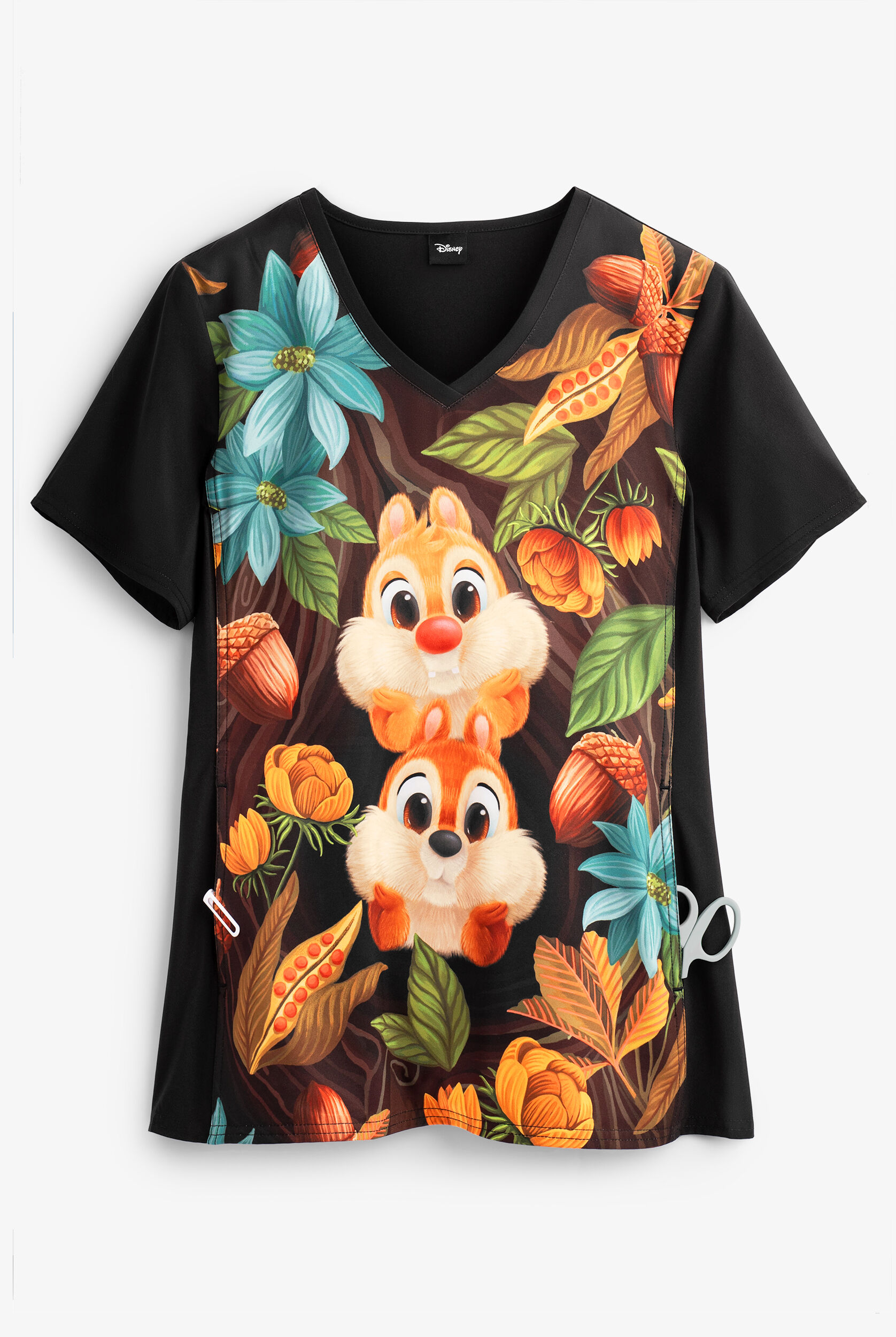 Cherokee Tooniforms Twice as Nice Print Scrub Top, Disney Scrubs