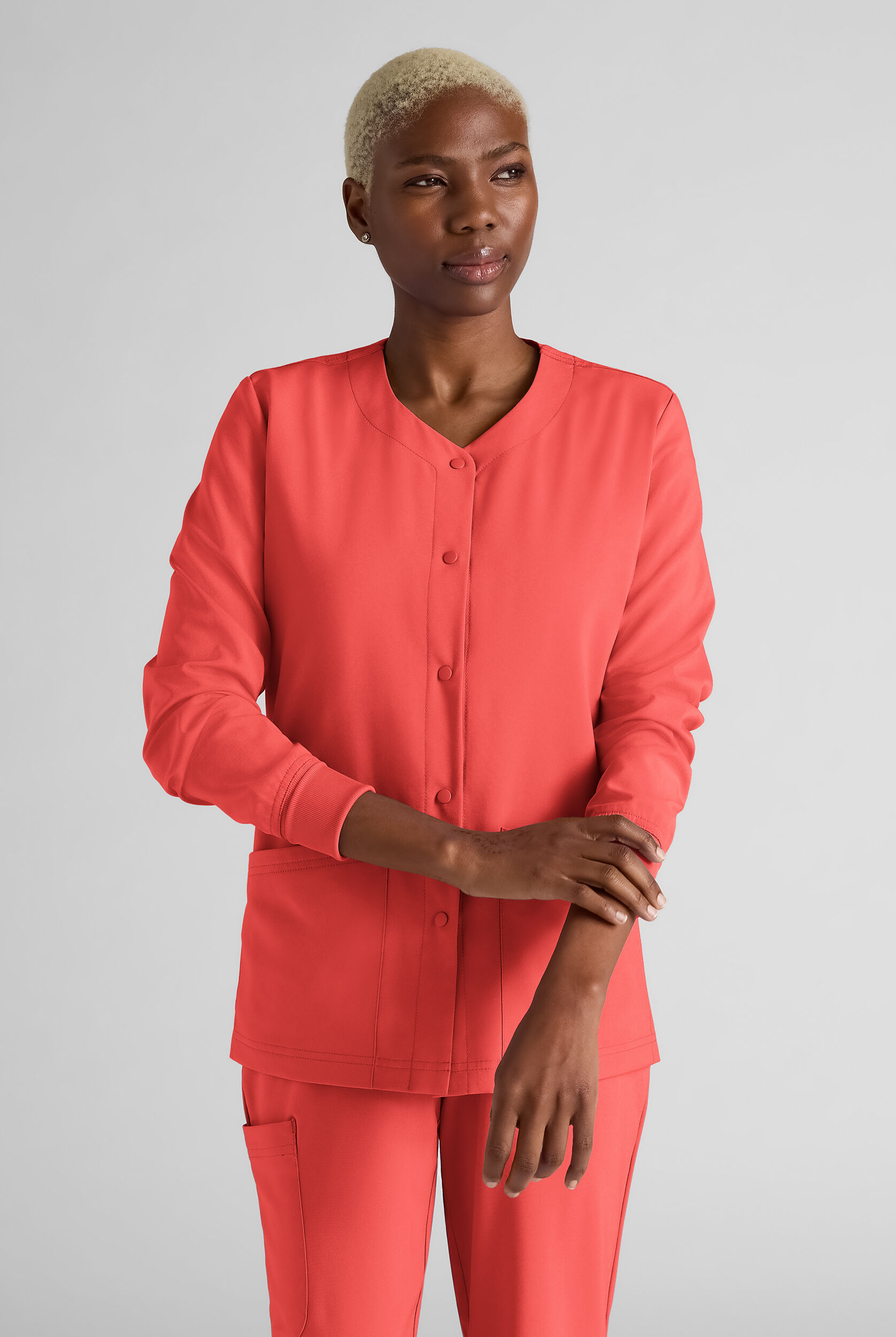 Chaqueta médica Easy STRETCH con botones a presión y 3 bolsillos para ...