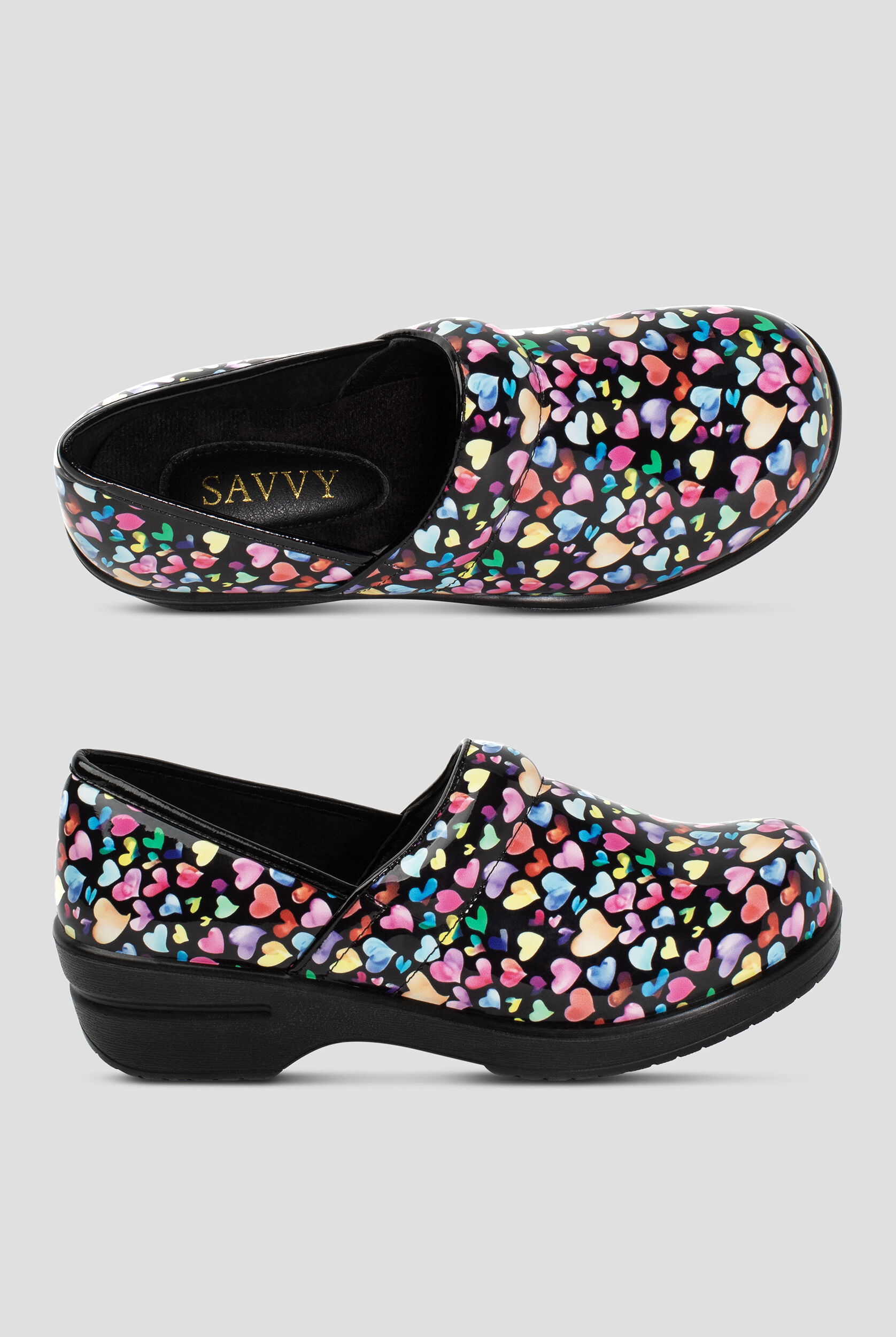 Savvy Women's Brandy Hearts Clogs, Nursing Clogs