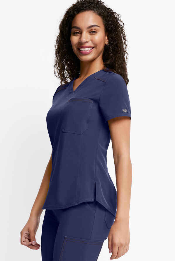 Dickies Riveting Women's 1-Pocket STRETCH Contrast Stitching Tuck In V ...