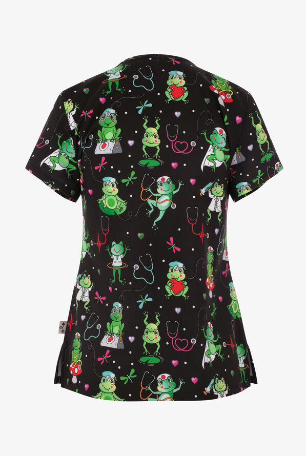 Zavate Ava Therese Toad-ally Cool Women's 2-Pocket V-Neck Print Scrub ...