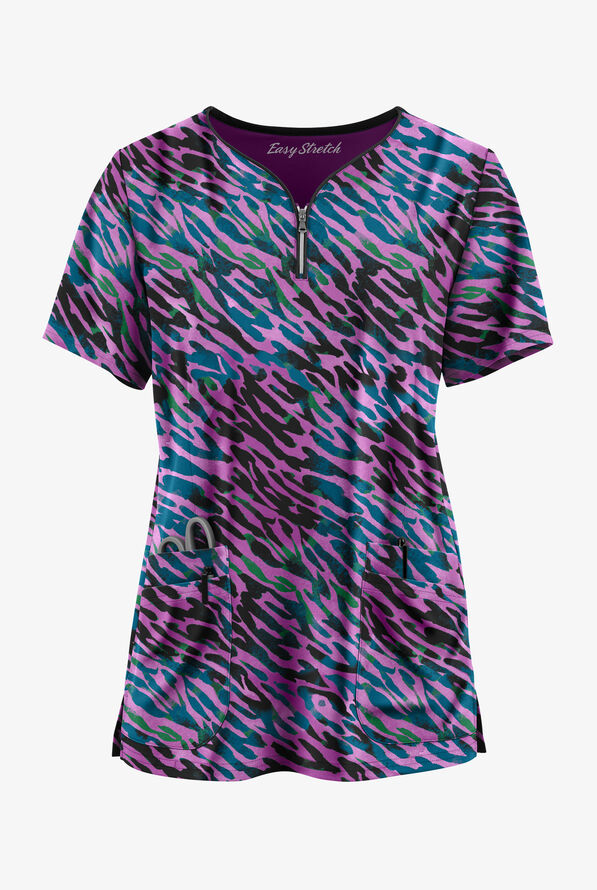 Easy STRETCH Abstract Animal Caribbean Blue Women's 4-Pocket Curved ...