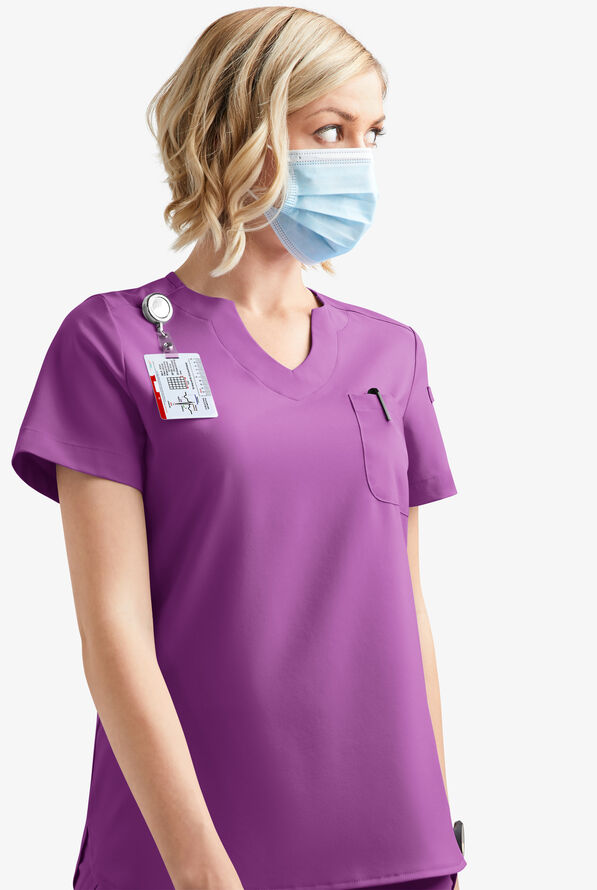 Easy STRETCH 1-Pocket Scallop Neck Scrub Top, Fashion Scrubs