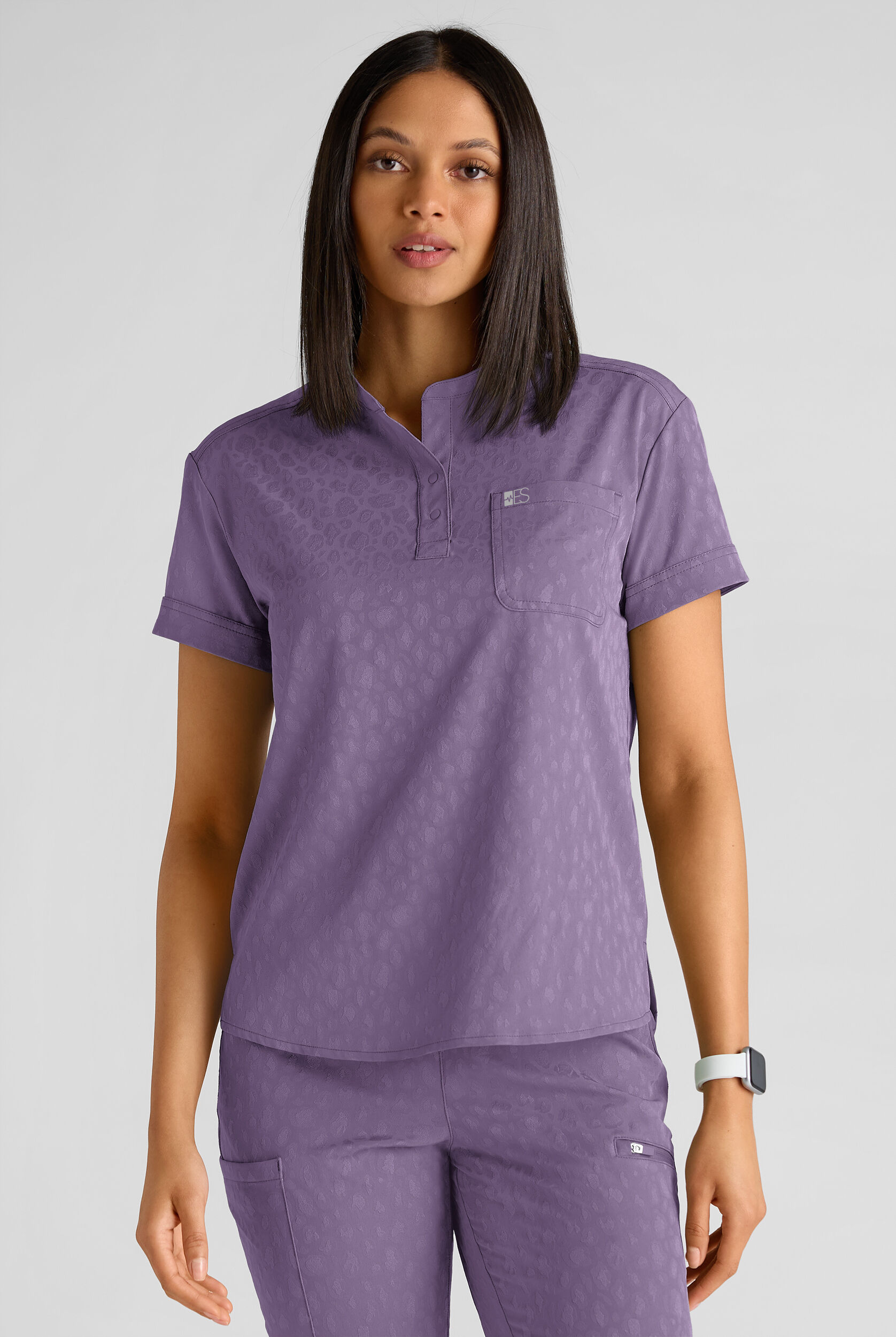 Easy STRETCH Bella Women's Oversized Henley 1-Pocket Scrub Top, Fashion ...