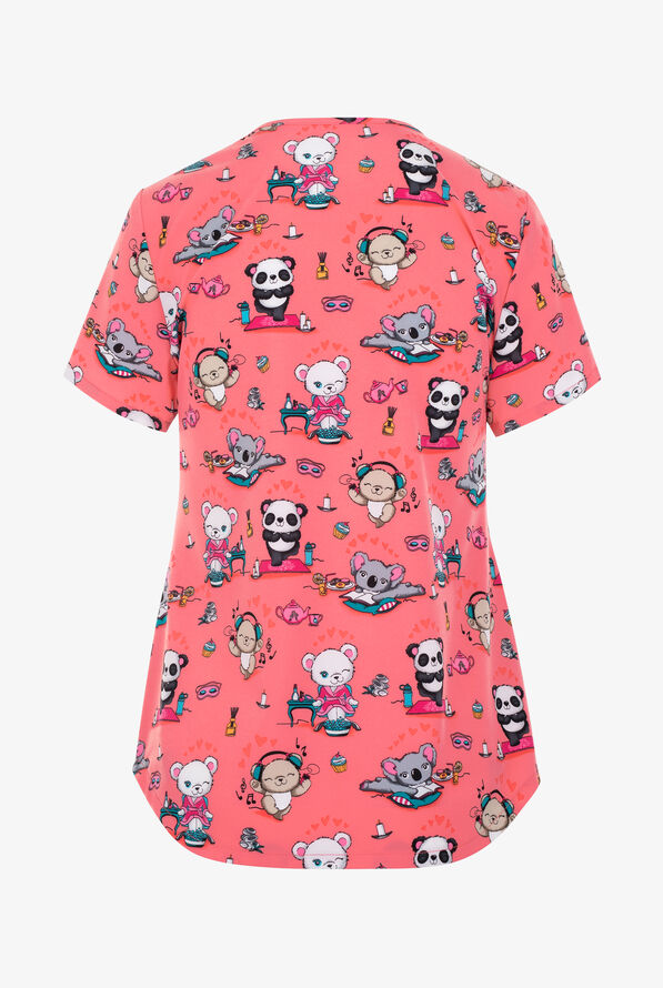 Cherokee Calming Critters Women's 2-Pocket STRETCH V-Neck Print Scrub ...