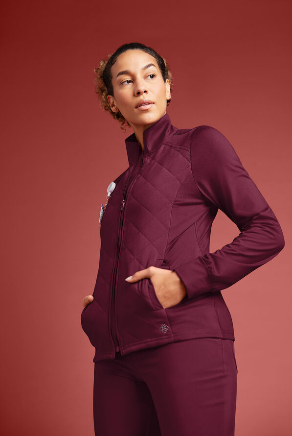 Easy STRETCH Keira Quilted Long Sleeve Scrub Jacket, Nursing Jackets