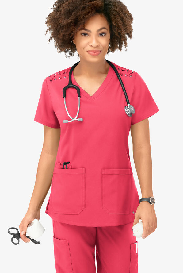 Easy STRETCH Leila Lace Up Scrub Top | Stretch Scrubs