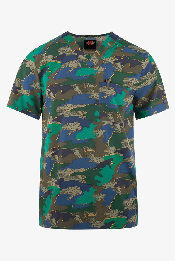 Dickies Cut Out Camo Men's 1-Pocket STRETCH V-Neck Print Scrub Top ...
