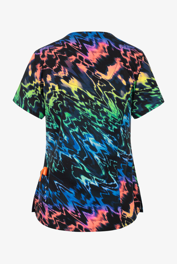 Barco One Colorful Aurora Lights Women's 4-Pocket V-Neck Print Scrub ...
