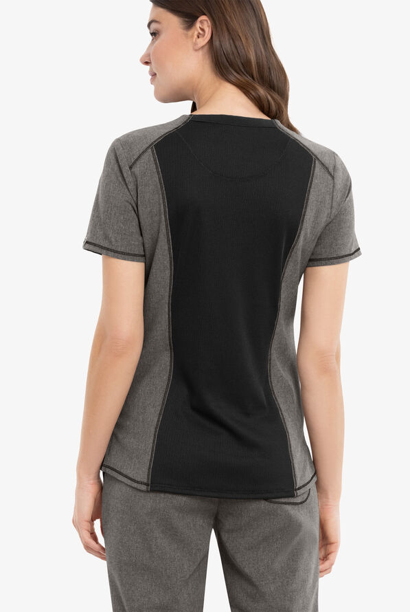 Cherokee Infinity Round Neck Rib Knit Back Scrub Top, Infinity Scrubs