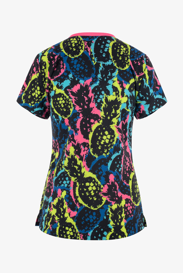 Skechers Pineapple Pop Women's 1-Pocket STRETCH V-Neck Print Scrub Top ...