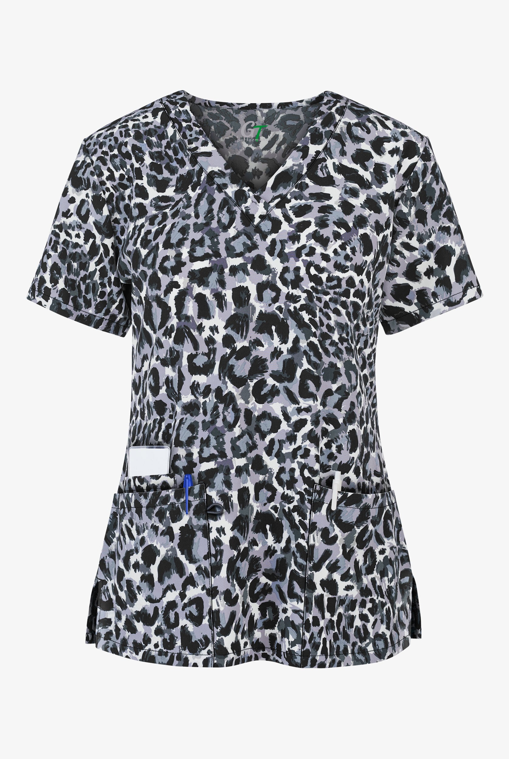 Green Town Animal Instinct V-Neck Print Scrub Top, Animal Scrubs