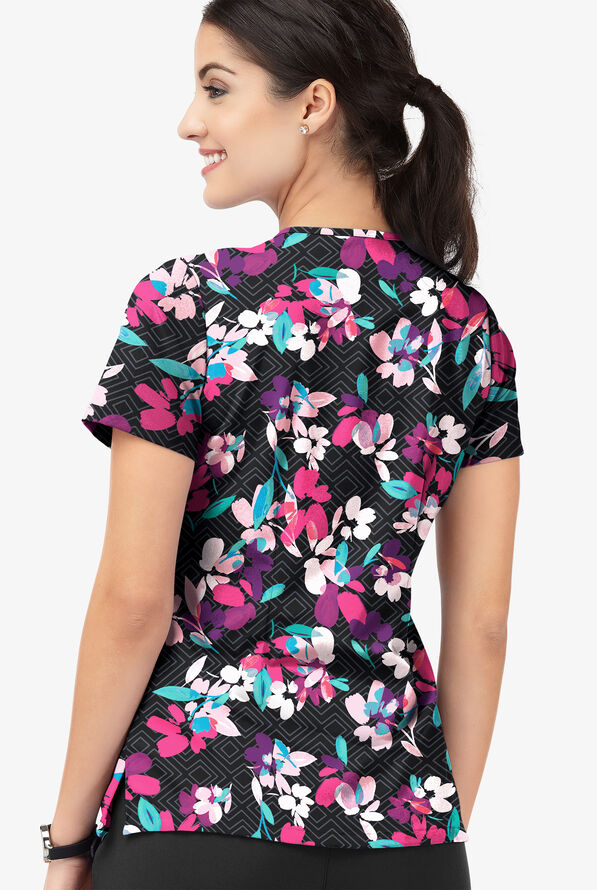 Easy STRETCH Kyoto Flower Onyx Black Printed Women's 4-Pocket Lace-Up ...