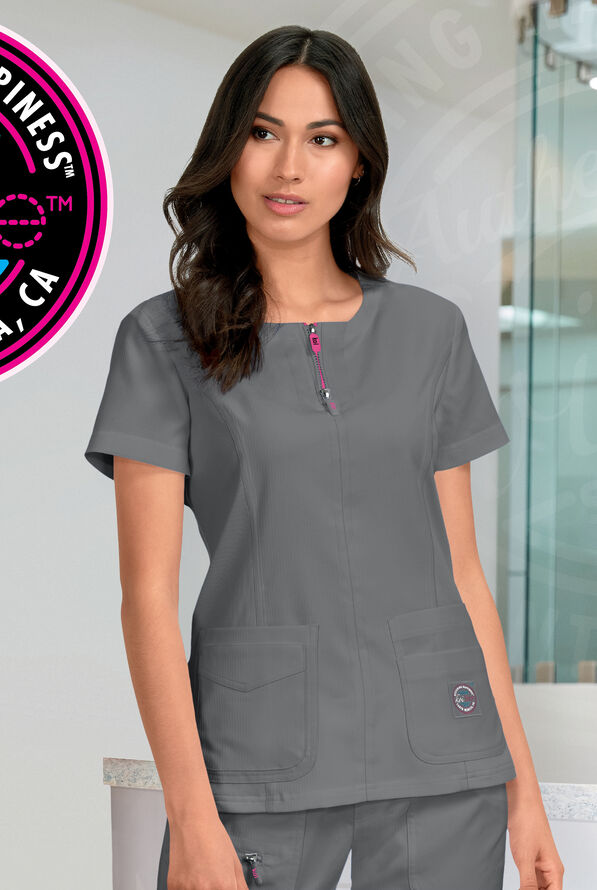 koi Lite Scrubs 317 Serenity Double Zipper Top | Fashion Scrub Tops