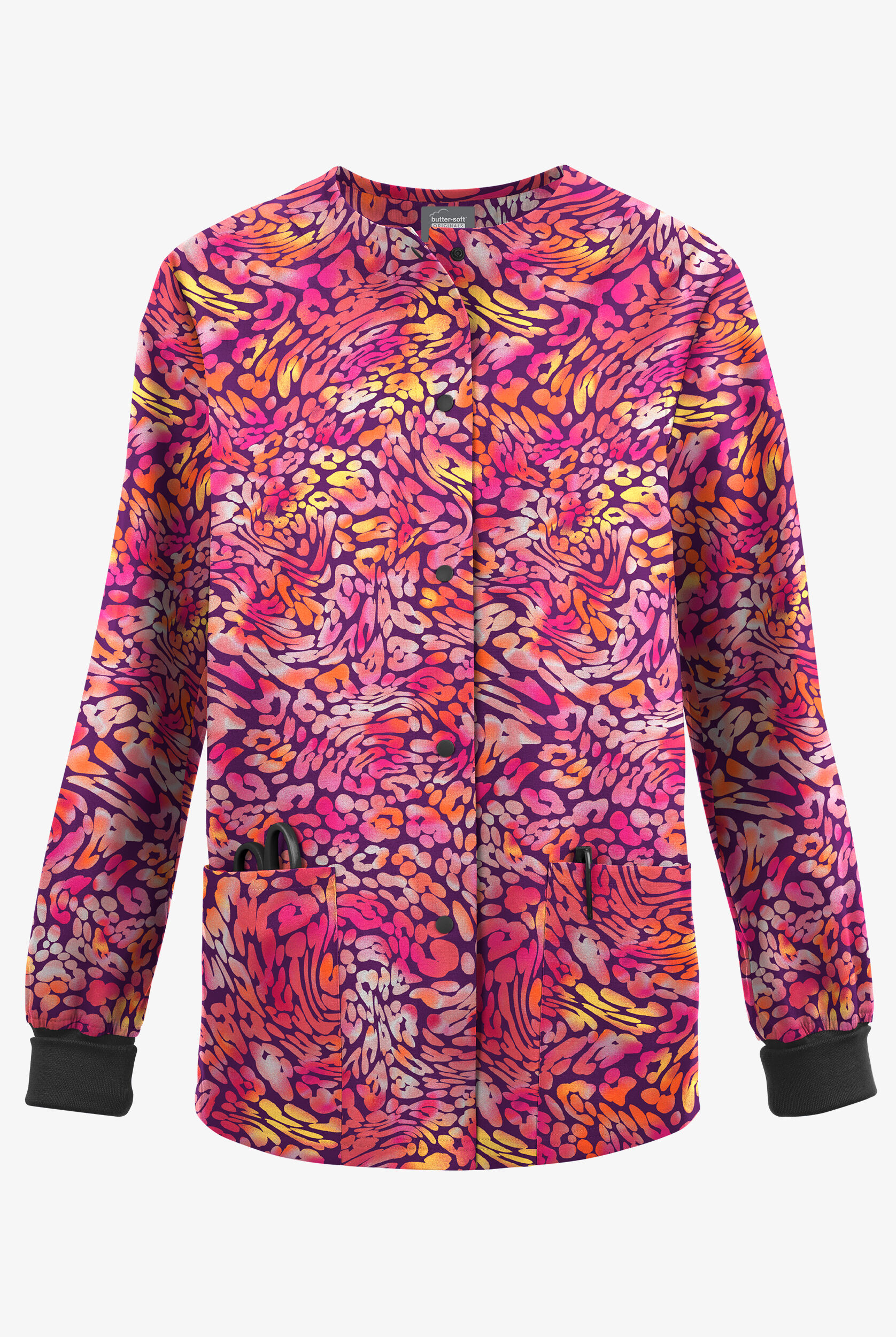 Butter-Soft Originals Leopard Wave Eggplant Women's 3-Pocket Warm-up ...
