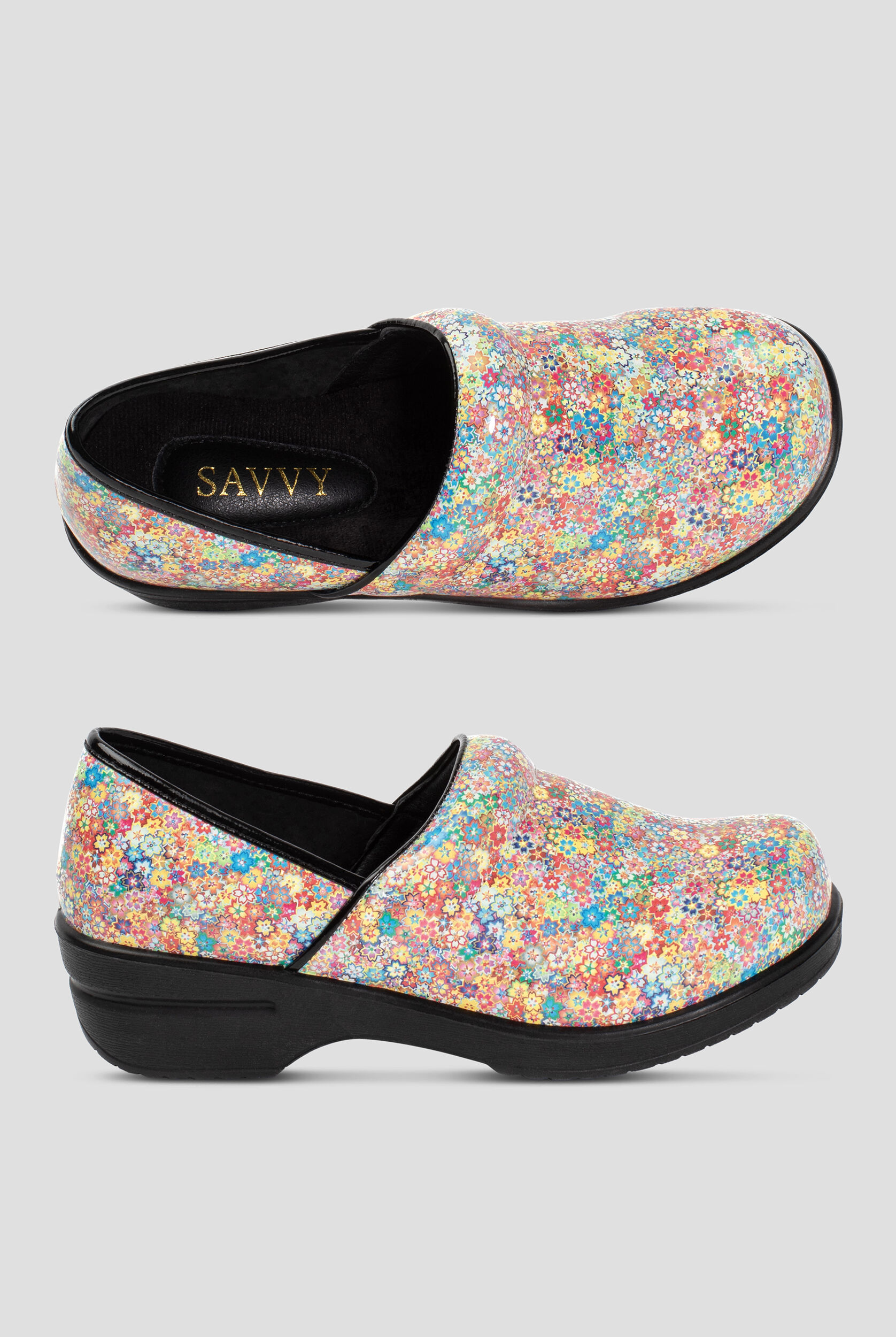 Savvy Women's Brandy Flower Power Clogs, Nursing Clogs