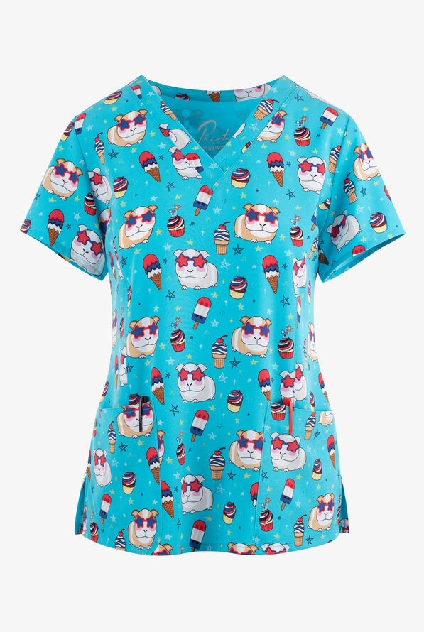 Maevn Keep Calm and Sparkle On Guinea Pigs Women's 3-Pocket STRETCH V ...