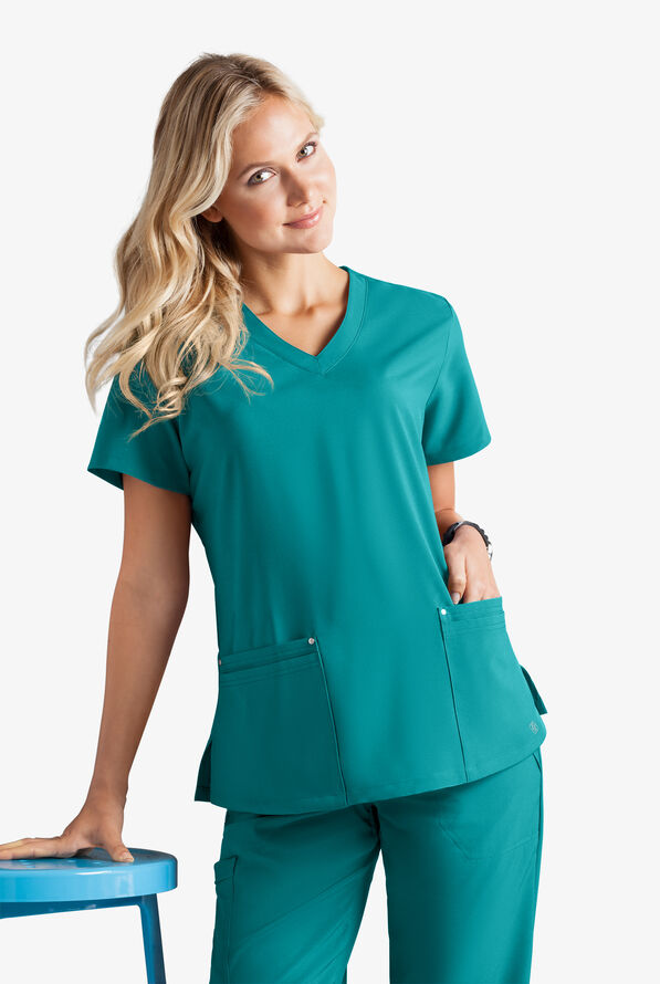 Easy STRETCH by Butter-Soft Lina Mitered Scrub Top, Stretch Scrubs