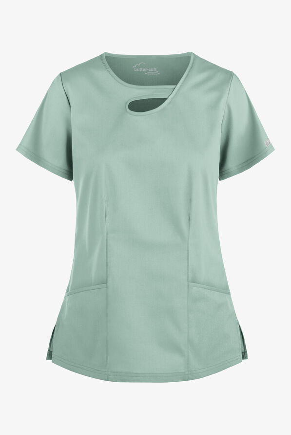 UA Butter-Soft STRETCH Asymmetric Keyhole Scrub Top | Fashion Scrubs