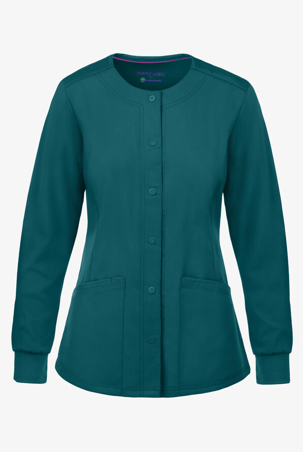 Purple Label Daisy 5063 Snap Front Scrub Jacket, Healing Hands Scrubs
