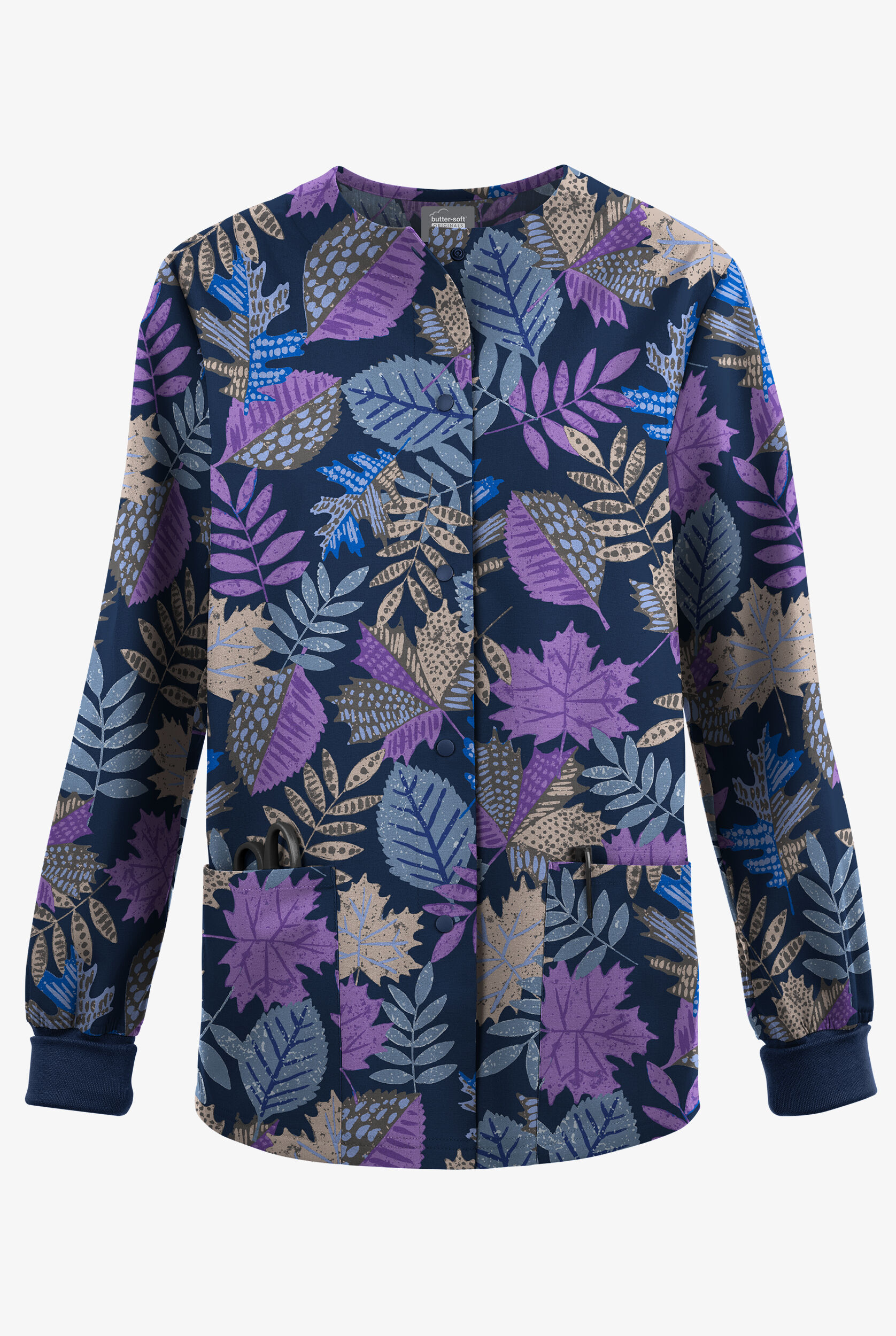 Butter-Soft Originals Autumn In Maine Navy Women's Warm-Up Printed ...