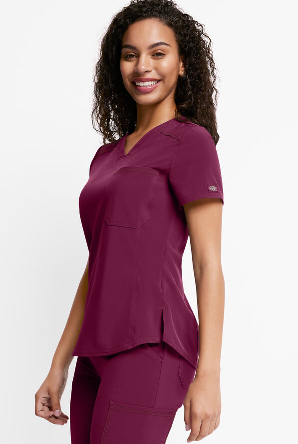 Dickies Riveting Women's 1-Pocket STRETCH Contrast Stitching Tuck In V ...