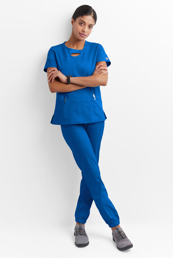 UA Butter-Soft STRETCH Asymmetric Keyhole Scrub Top | Fashion Scrubs