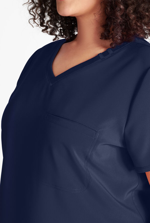Cherokee Women's 1-Pocket STRETCH Rib-Knit Tuck In V-Neck Scrub Top ...