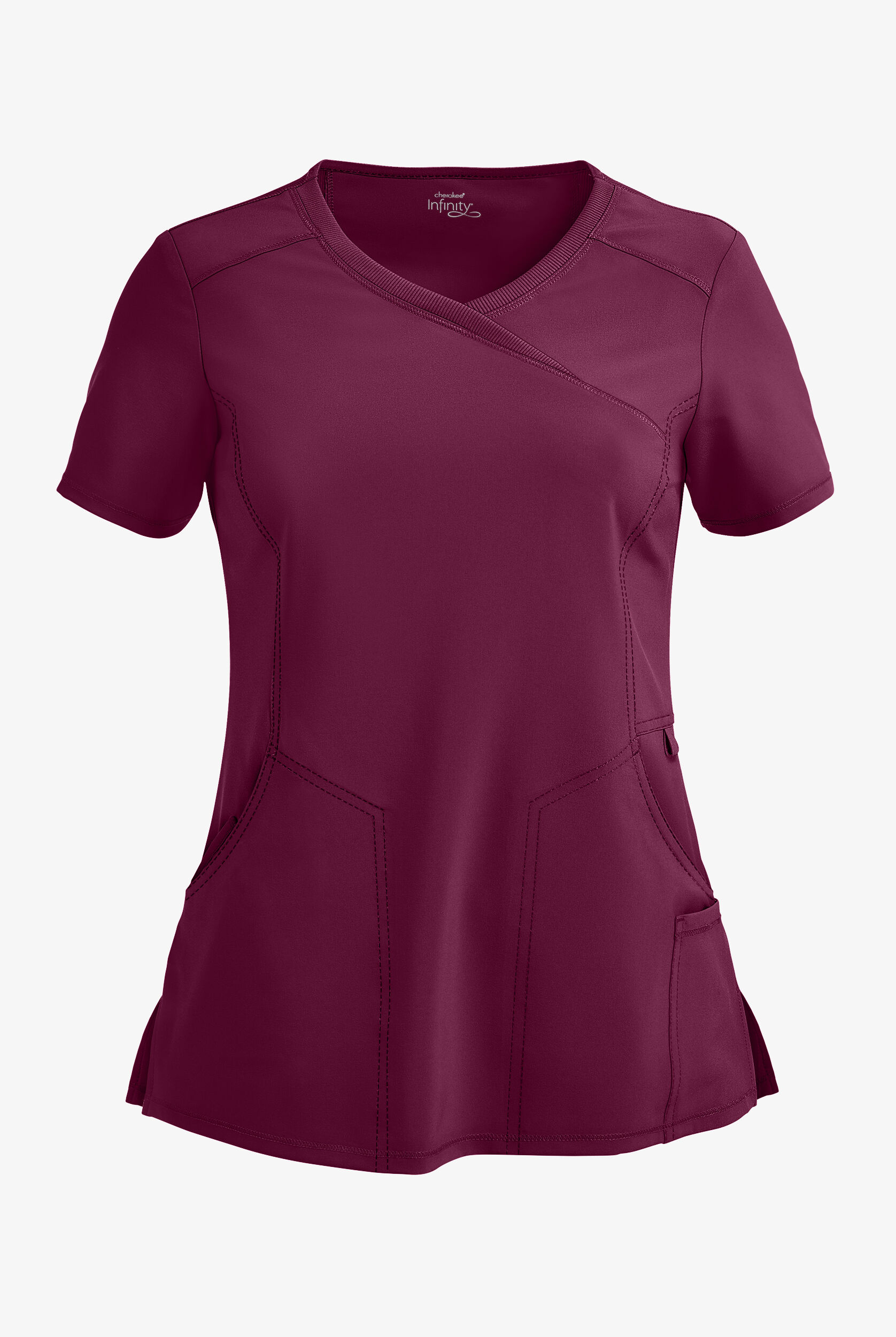 Cherokee 2625A Antimicrobial Mock Wrap Scrub Top, Infinity Scrubs