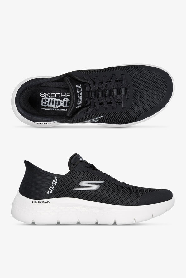Skechers Performance Go Walk Flex Mesh Black Bungee Athletic Slip-Ins ...