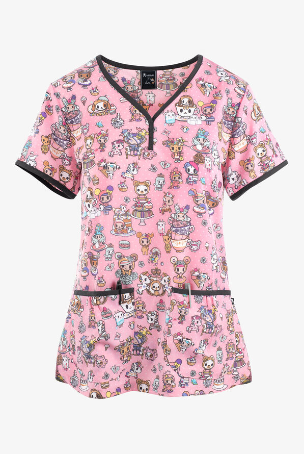 koi tokidoki Kawaii Confections Print Scrub Top, Fashion Print Scrubs