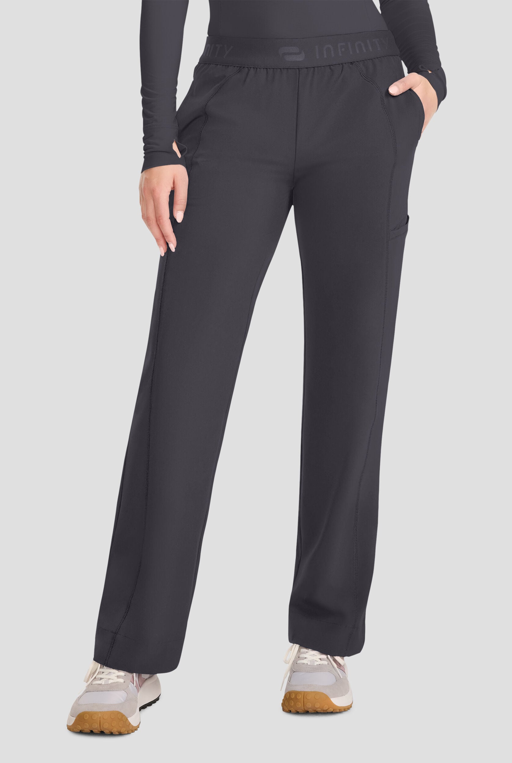 Infinity GNR8 Women's 5-Pocket STRETCH Mid- Rise Wide Leg Scrub Pant ...