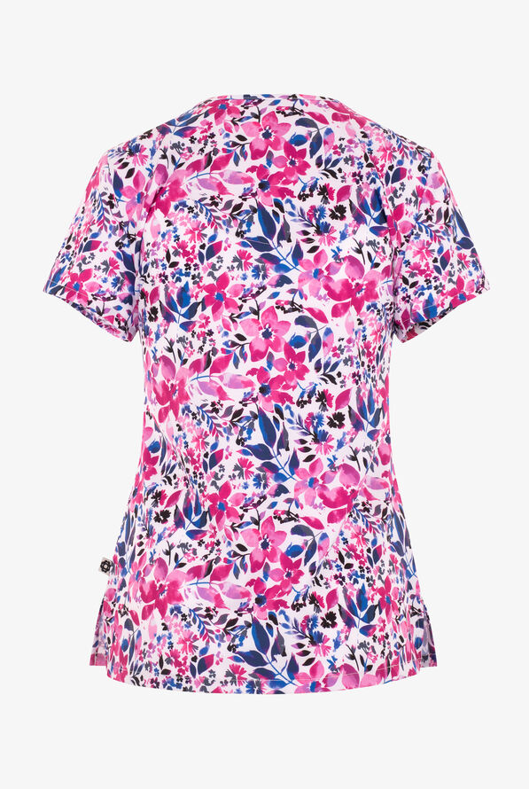 Zavate Bella Bold Botanicals Floral Women's Print Scrub Top | Uniform ...