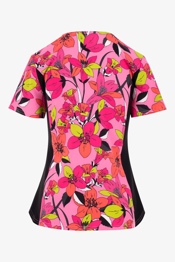 Cherokee iflex Retro Blooms STRETCH Print Scrub Top, Floral Scrubs