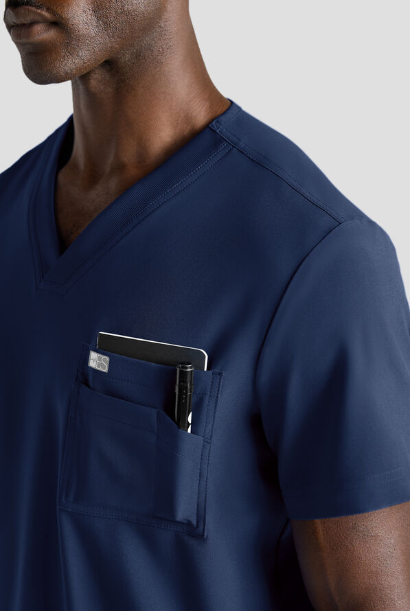Easy STRETCH Men's 4-Pocket V-Neck Scrub Top, Scrub Top