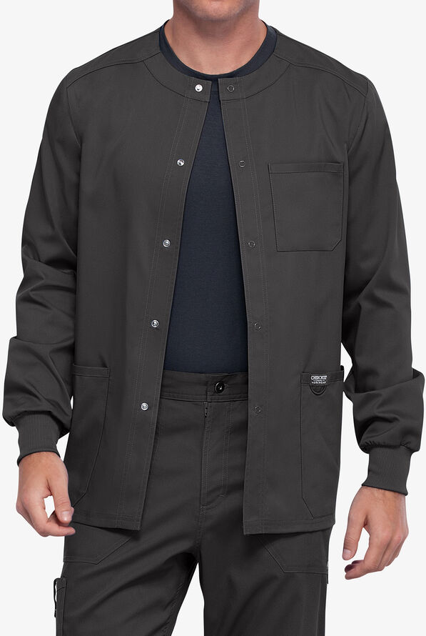Workwear Revolution Men's Snap Front Scrub Jacket, Stretch Scrubs