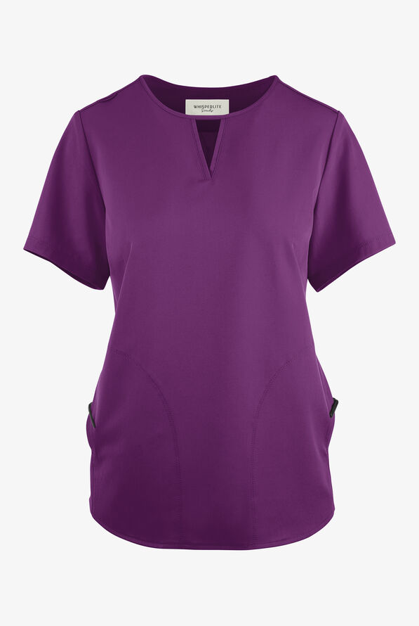 WhisperLite Alba Women's 3-Pocket Notch Neck Scrub Top, Fashion Scrubs
