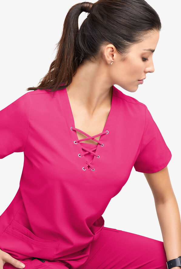 Easy STRETCH by Butter-Soft Gisele Lace Up V-Neck Scrub Top