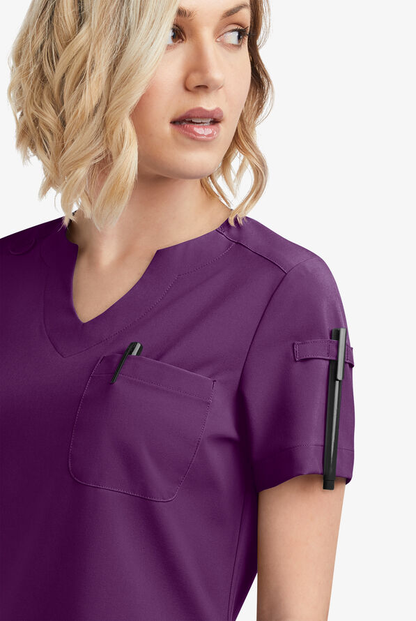 Easy STRETCH 1-Pocket Scallop Neck Scrub Top, Fashion Scrubs