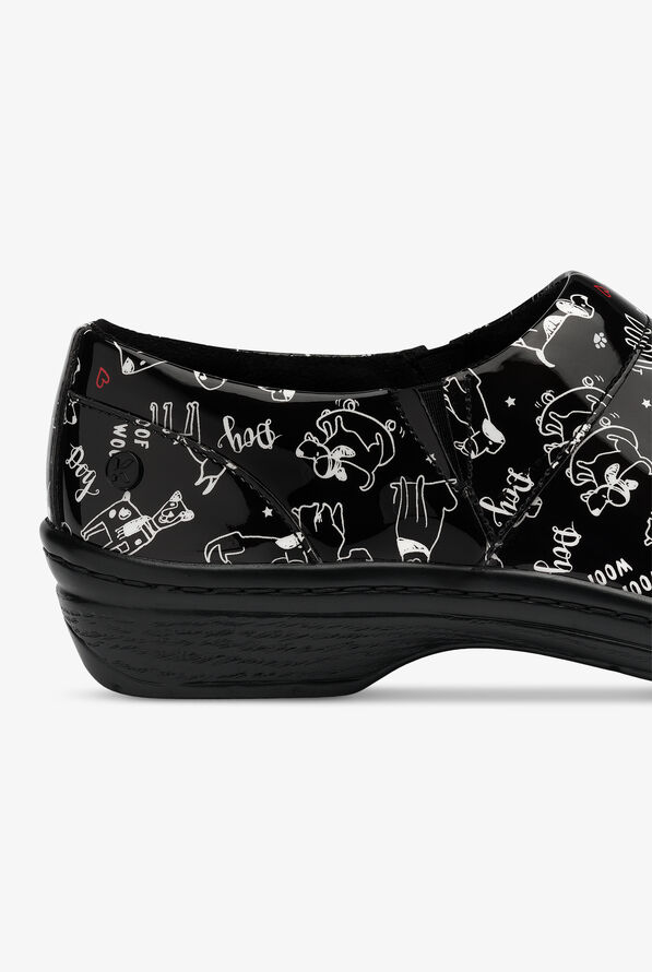 Klogs Women's Mission Good Dog Patent Leather Nursing Clogs, Nursing Shoes
