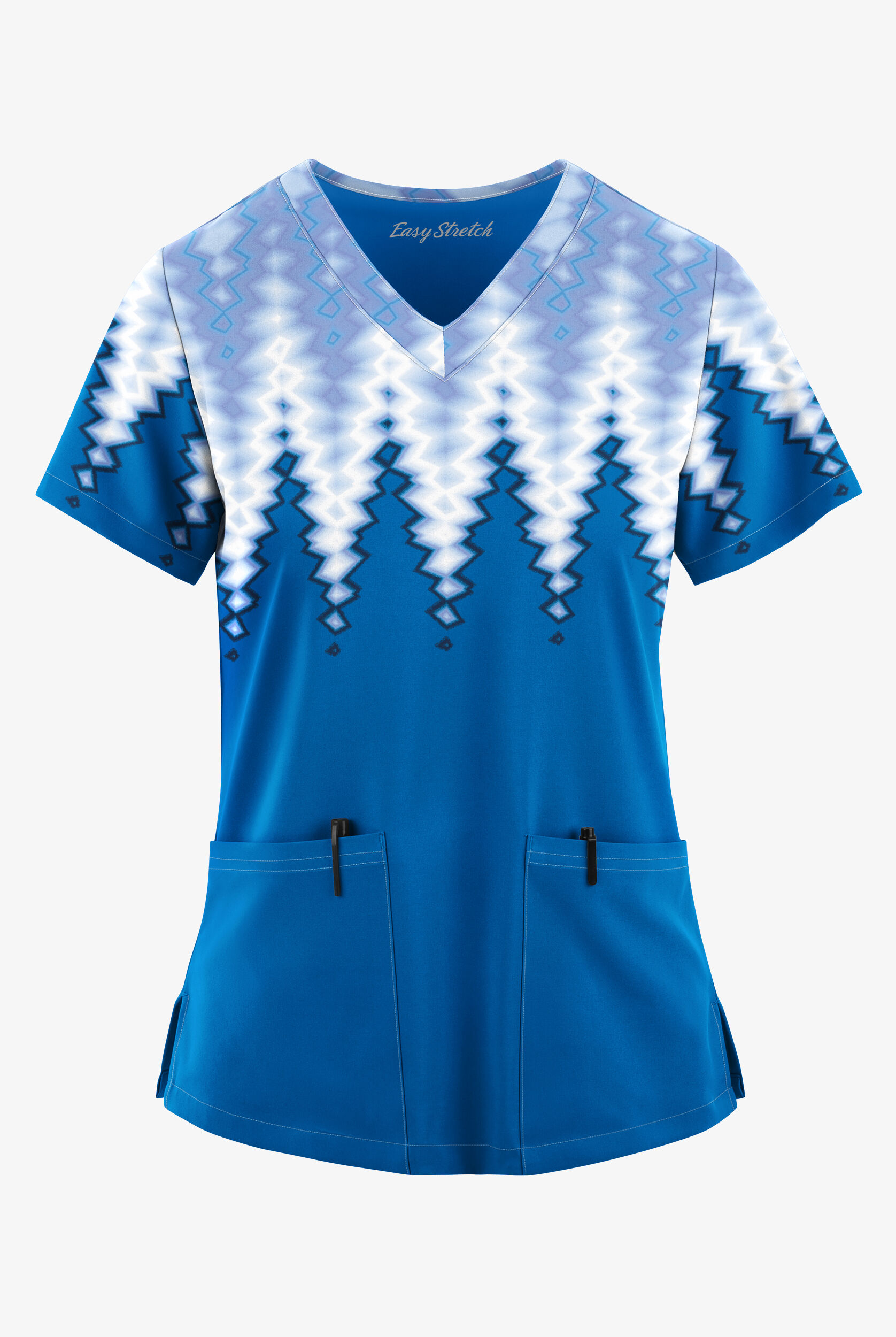 Easy STRETCH Dipped Royal Women's Top, Print Scrubs