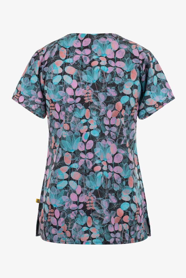WonderWink Oshibana Floral Women's 2-Pocket STRETCH V-Neck Print Scrub ...
