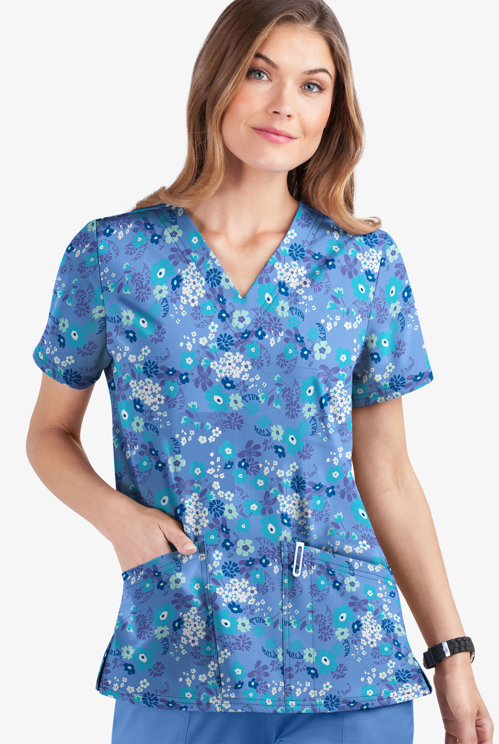UA Butter-Soft STRETCH Whispering Ceil Print Scrub Top, Print Scrubs