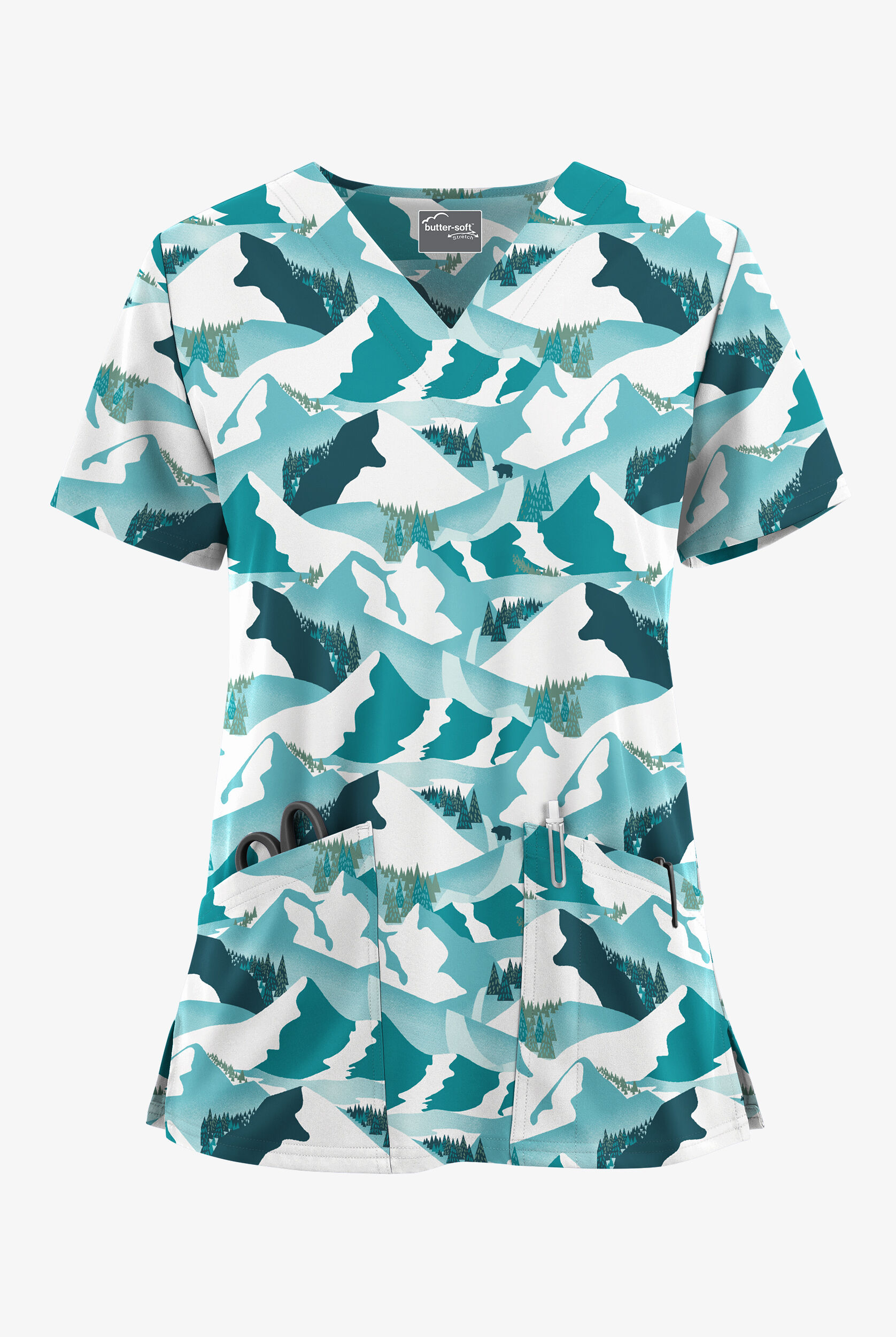 UA Butter-Soft STRETCH Vail Valley Caribbean Blue Women's V-Neck 2 ...