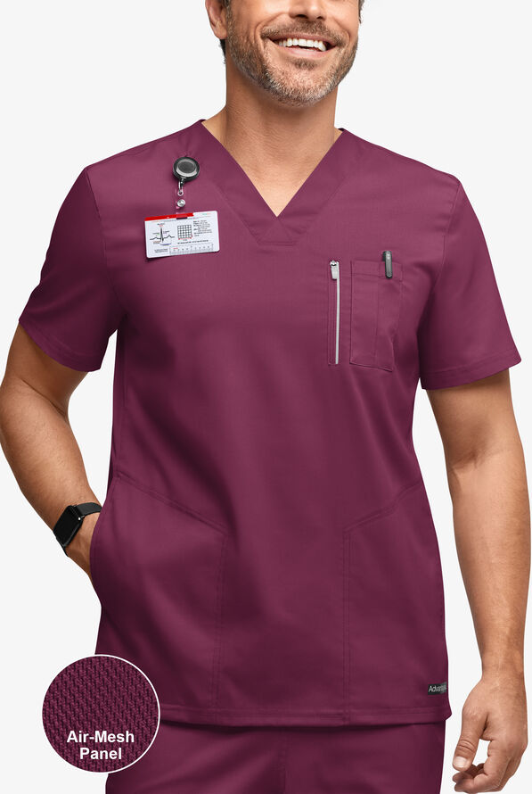 Advantage STRETCH Men's V-Neck Air-Mesh Panel Scrub Top | Uniform Advantage