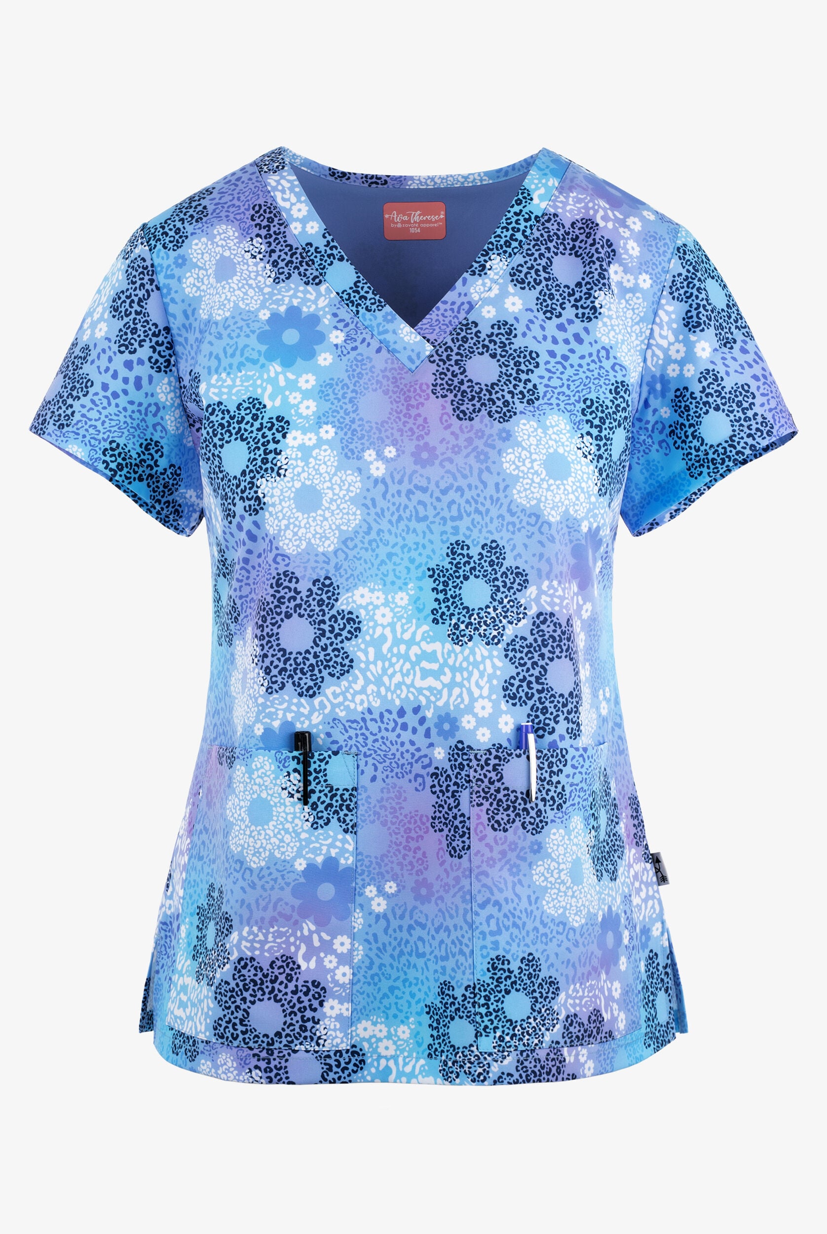Zavate Ava Therese Floral Animal Tie Dye Women's 2-Pocket STRETCH V ...