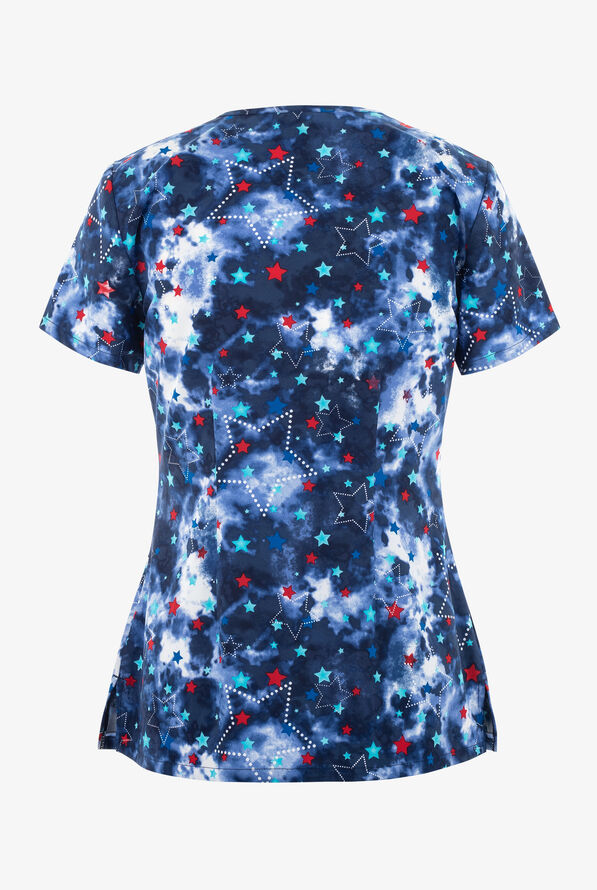 Dickies Americana Stars V-Neck Print Top, Patriotic Scrubs